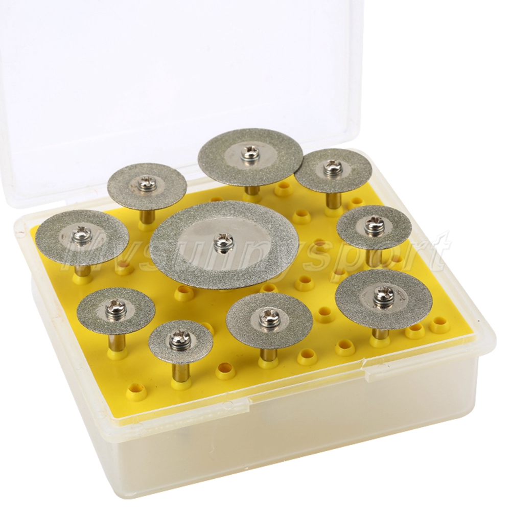 10Pcs Mini Diamond Cutting Discs Drill Bits 30mm Mandrel Power Rotary ...