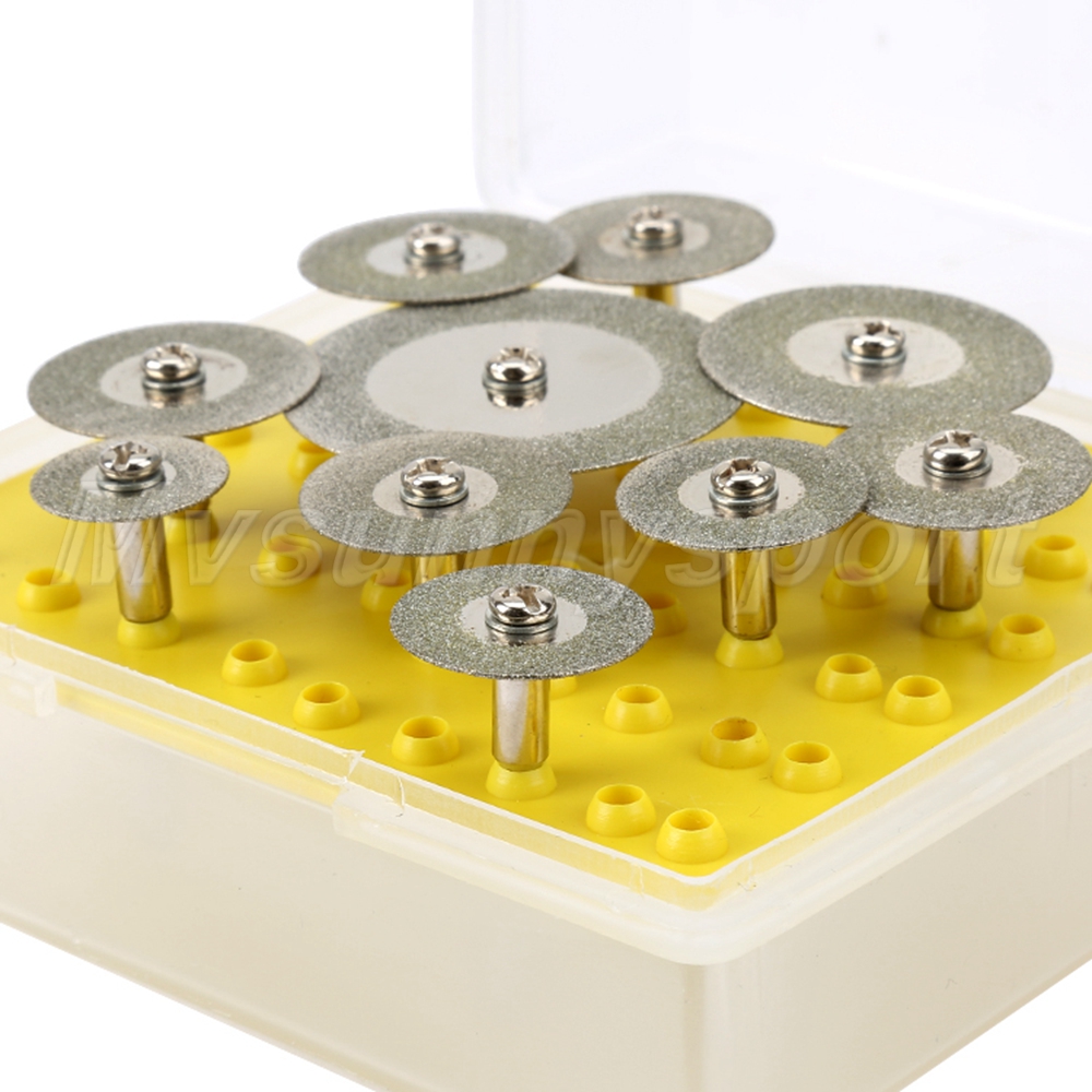 10Pcs Mini Diamond Cutting Discs Drill Bits 30mm Mandrel Power Rotary ...