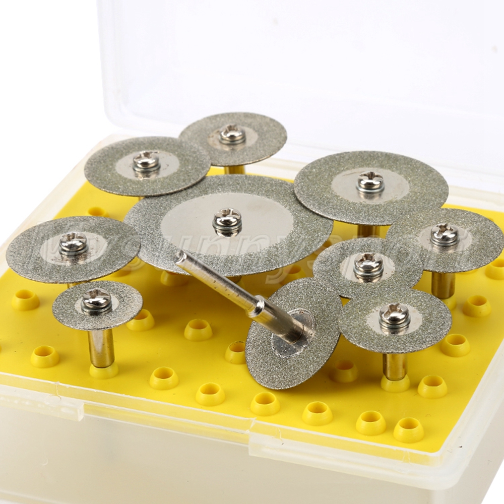 10Pcs Mini Diamond Cutting Discs Drill Bits 30mm Mandrel Power Rotary ...