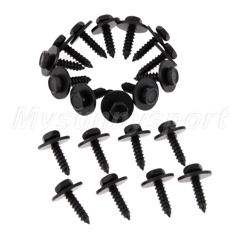 Universal Car Auto Self-Tapping Screws Hex Washer Head 4.8x19mm Black ...